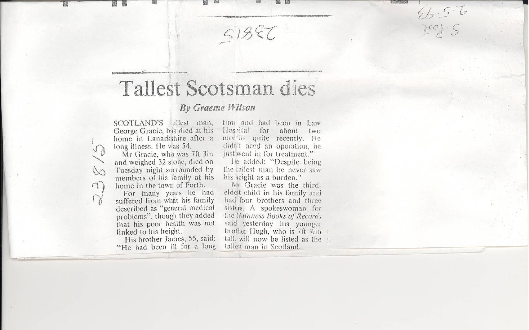 George Gracie- The tallest man of Scotland Gentle Giant