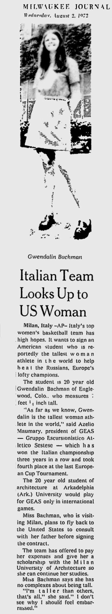 Gwen Bachman The tallest woman