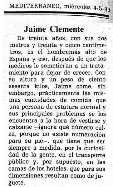 Jaime Clemente The tallest man Spain