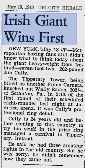 Jim Cully The tallest boxer