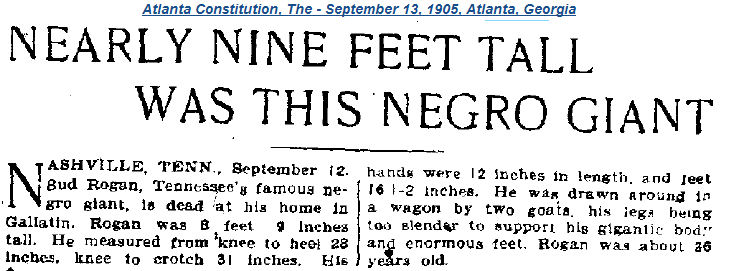 John William Rogan The tallest man Tennessee Bud