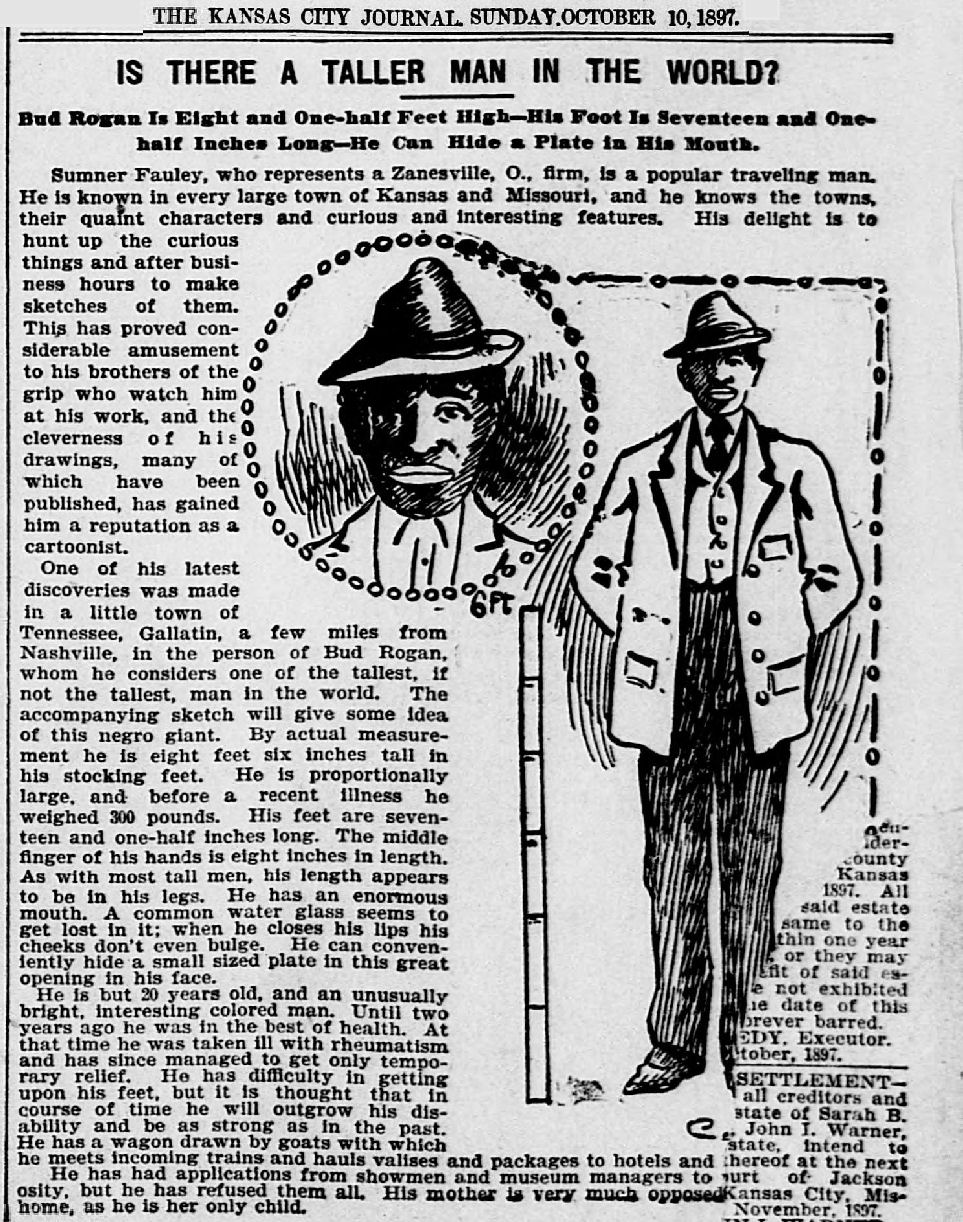 John William Rogan The tallest man Tennessee Bud