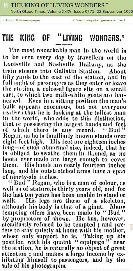 John William Rogan The tallest man Tennessee Bud