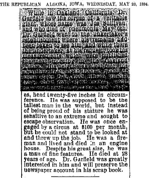 Joseph Sullivan - The tallest man