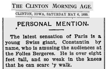 Julius Koch - Le geant Constantin The tallest man Mons