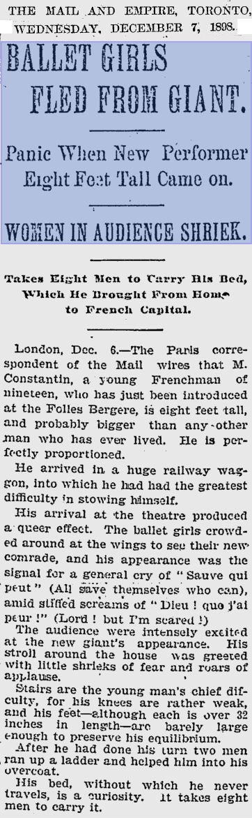 Julius Koch - Le geant Constantin The tallest man Mons