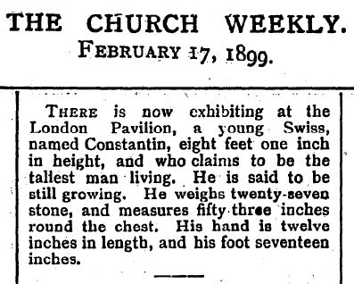 Julius Koch - Le geant Constantin The tallest man Mons