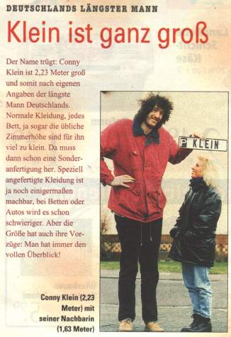 Konstantin Gerhard Klein The tallest man of Germany