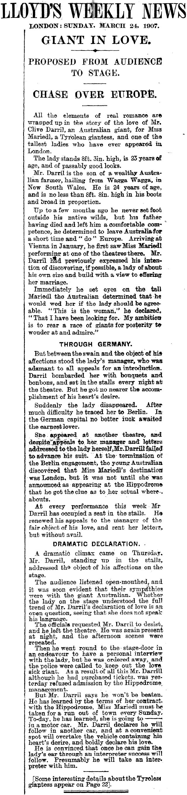 Maria Fassnauer or Mariedl The tallest woman