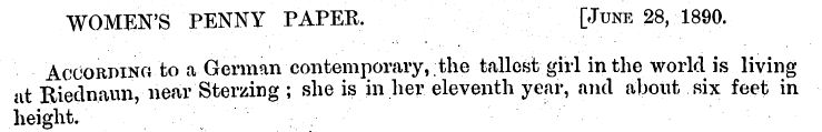 Maria Fassnauer or Mariedl The tallest woman