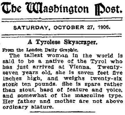 Maria Fassnauer or Mariedl The tallest woman
