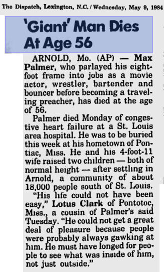 Max Palmer The tallest man Clarksdale