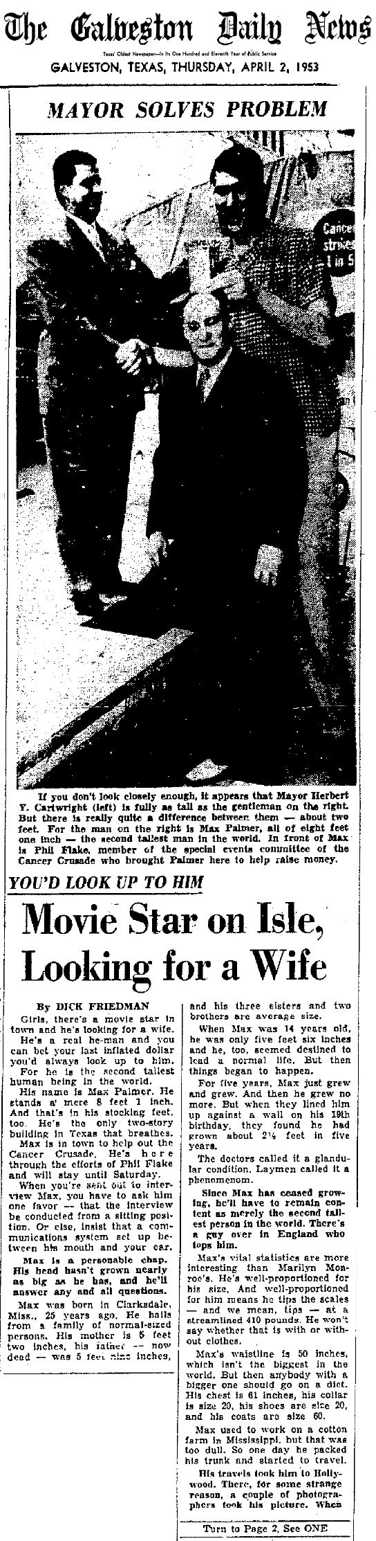 Max Palmer The tallest man Clarksdale