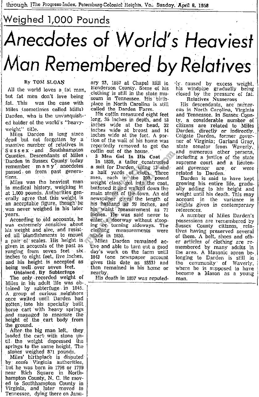 Mills Darden - The tallest man North Carolina