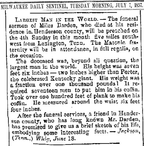 Mills Darden - The tallest man North Carolina