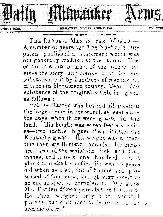 Mills Darden - The tallest man North Carolina