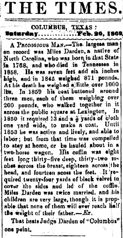 Mills Darden - The tallest man North Carolina