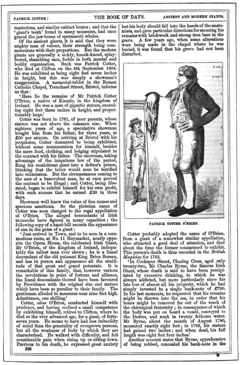 Patrick Cotter O'Brien - The tallest man Irish Giant
