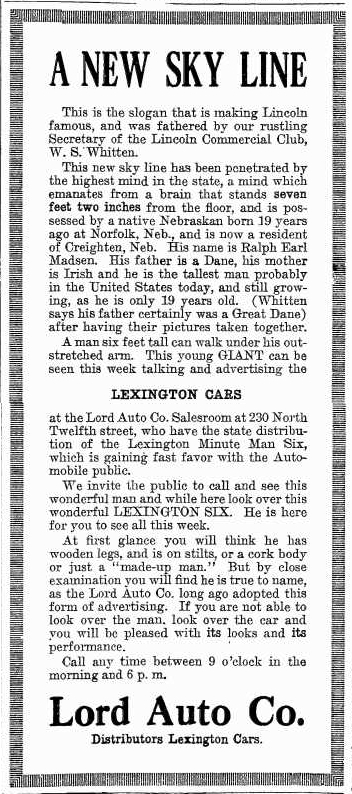 Ralph Madsen - The tallest man Nebraska